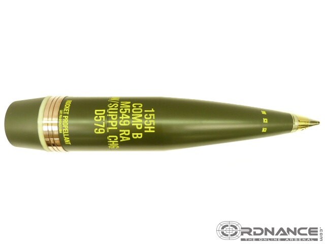 Inert empty 155mm M549 High Explosive Rocket Assisted