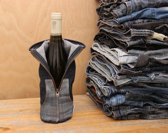 Denim wine bag | Etsy