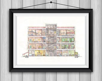 Apartment cross section print