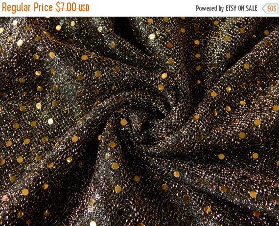 10% OFF Gold Sequined Fabric Net Fabric Sequin Fabric by Craftise