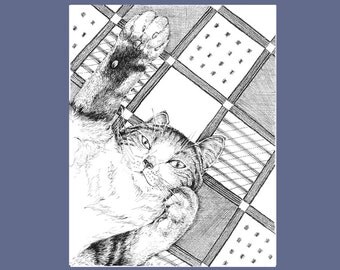 Funny cat art | Etsy