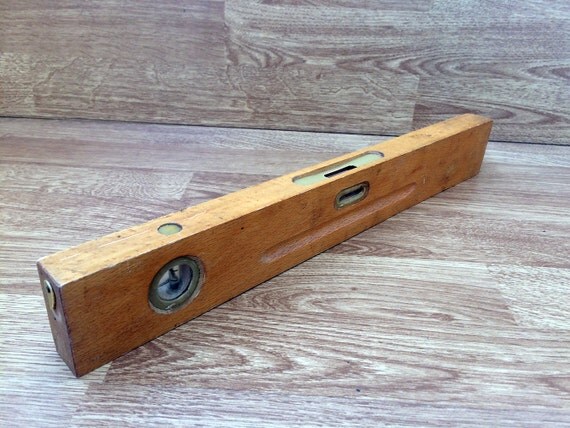 Vintage spirit level Builders Level Wooden Tool Antique