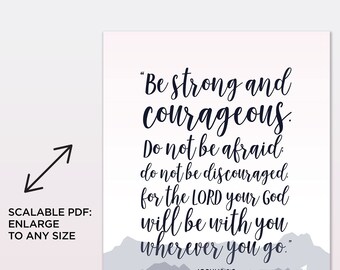 Be Strong and Courageous Joshua 1:9 Vector Silhouette