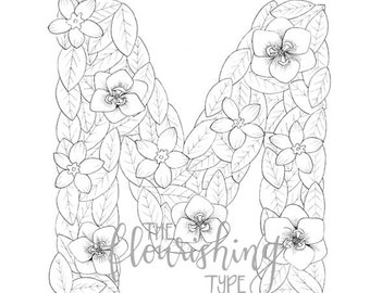 Letter m coloring | Etsy