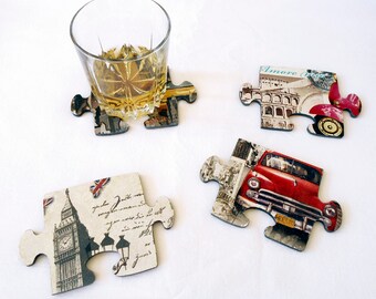 Puzzle coasters | Etsy