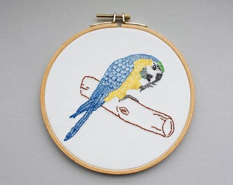 Parrot embroidery | Etsy