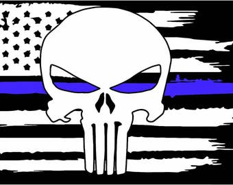 Police skull decal | Etsy