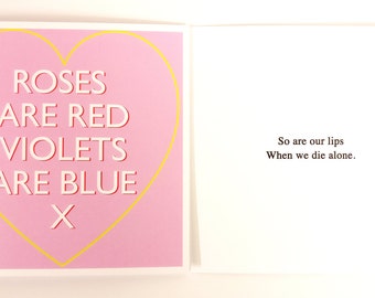 Items similar to Valentines Day Card | Roses Are Red Funny Poem | Hand ...