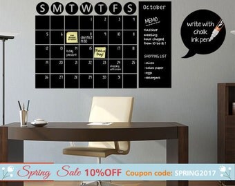 Chalk Board Wall Calendar Vinyl Wall Decal Chalkboard Decals