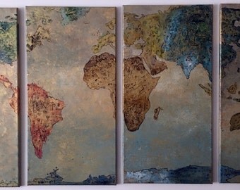 World map painting | Etsy