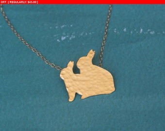 Gold bunny charm | Etsy