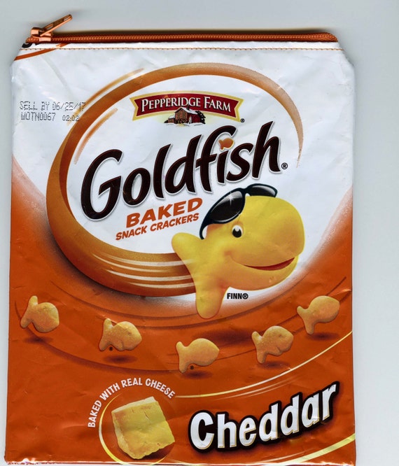 Pepperidge Farm Goldfish Wrapper Up-cycled Zippered Bag/Pouch
