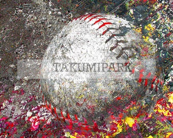 Colorful Baseball Print Sports Poster Art Bedroom by TakumiPark