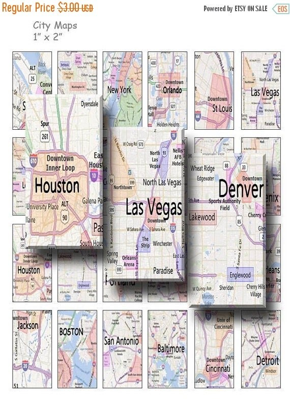 30% Off Sale City Maps Digital Collage Sheet 1 x 2 by OldMarket