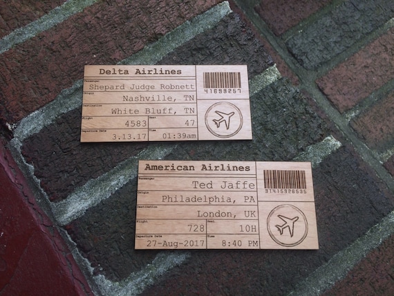 Custom Wood Airline Ticket