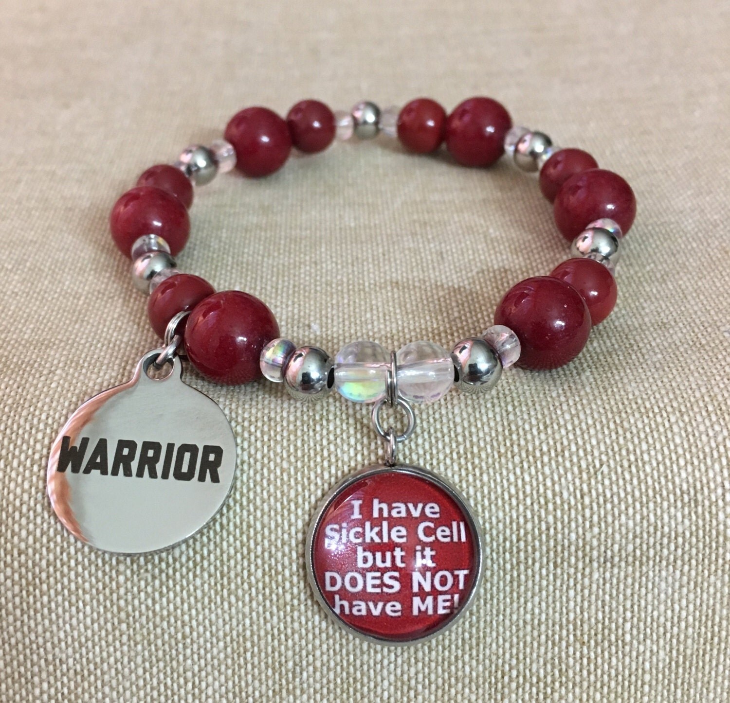 Sickle Cell Anemia Awareness Stainless Steel Photo Charm with