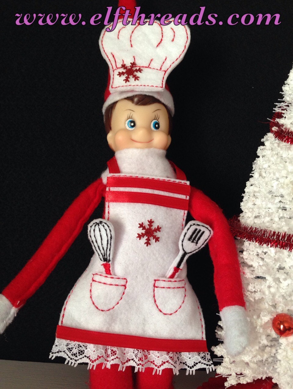 Chef Elf red includes chef hat apron & two cooking tools