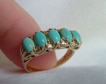 Turquoise gold ring | Etsy