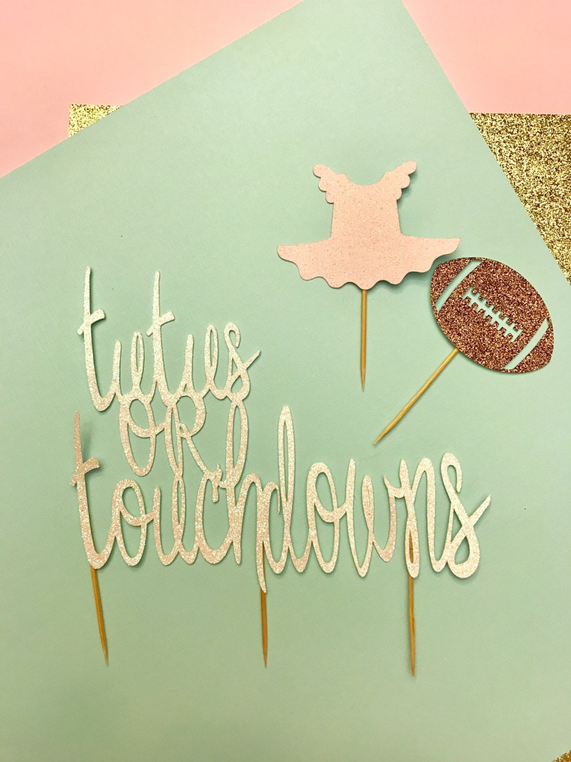 Tutus or Touchdowns Gender Reveal cake topper/ Gender reveal
