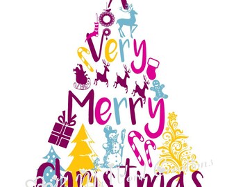 Christmas tree words | Etsy