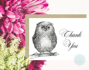 Owl thank you notes | Etsy