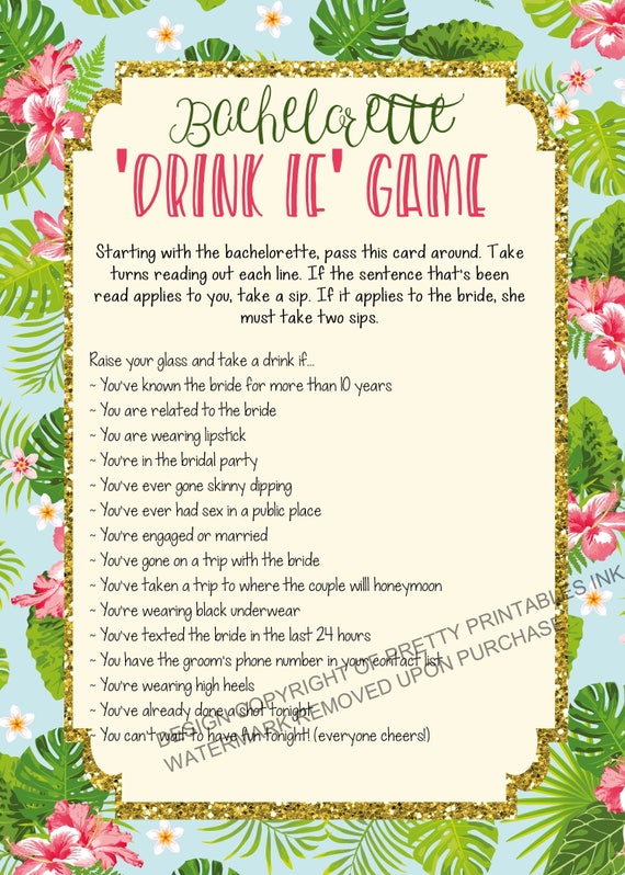 Printable Bachelorette Game Bachelorette Drinking Game Bachelorette Party Game Drink If 