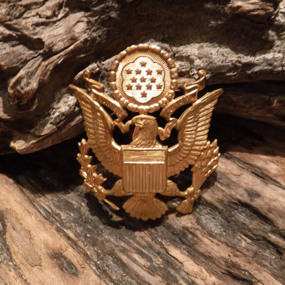 WWII US Army Eagle Shako Plate Officer Hat Insignia Pin Screw Back 13 ...