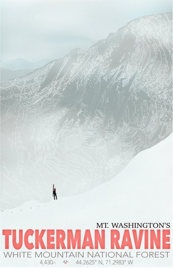 Tuckerman Ravine Illustration Backcountry Skiing Hiking