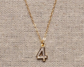 Gold number necklace | Etsy