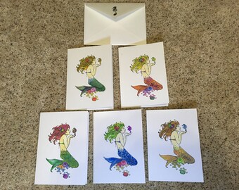 Items similar to Birthday Mermaid Card - Set of 8 on Etsy