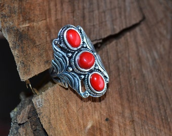 Red stone ring | Etsy