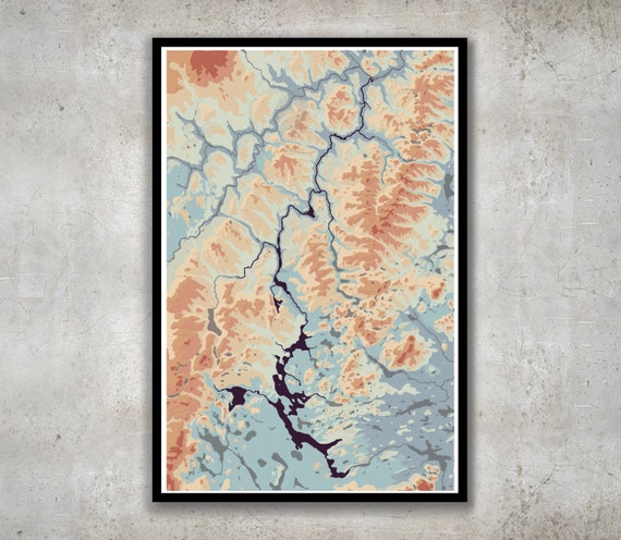 Allagash River Map Allagash Maine Elevation Print