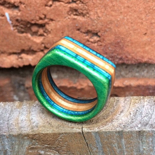 Recycled Skateboard Rings by skatelifeshop on Etsy