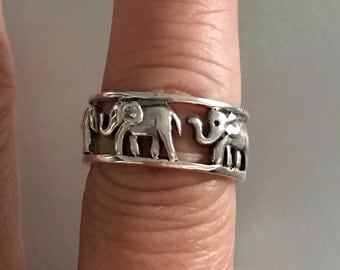 Silver elephant ring | Etsy