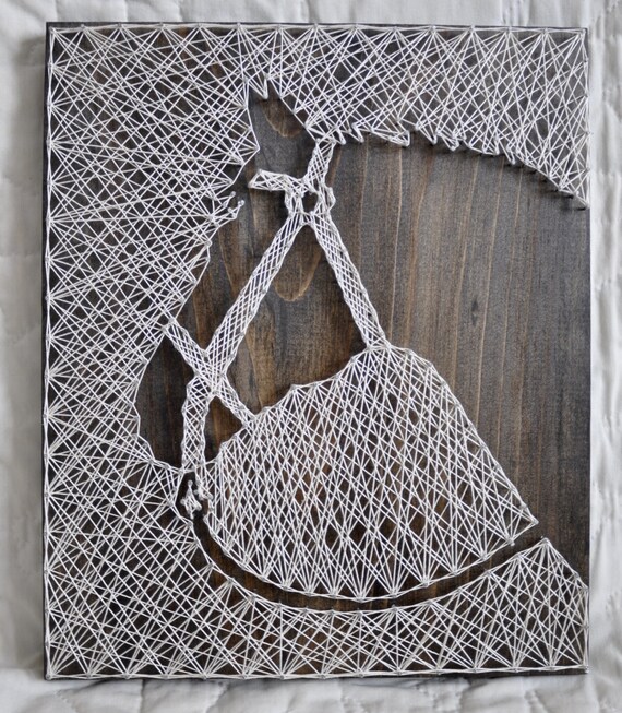 Reverse String Art Horse Head with Bridle Country by NailedITCA