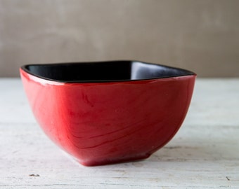 Red ceramic bowl | Etsy