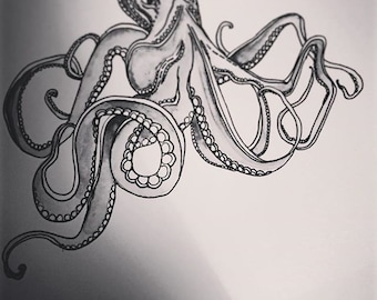 Octopus drawing | Etsy