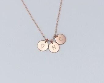 SALE Monogram Necklace GOLD Initial Disc Charm by hotmixcold