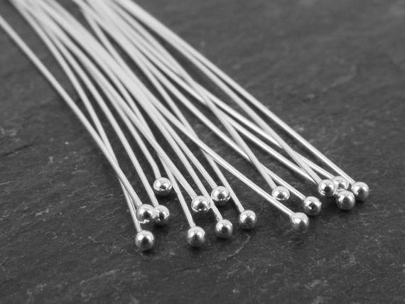 10pcs Sterling Silver Ball Head Pin 26 gauge 1.5