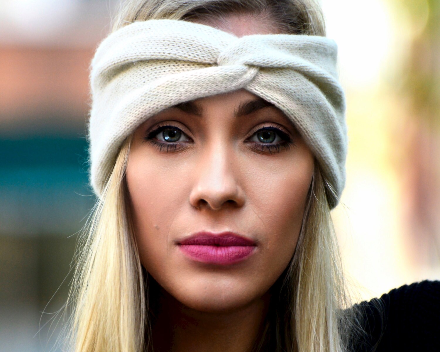 Women's Turban Headband Cashmere Ear Warmer Ivory Headband