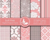 Items similar to 40% off Soft Pink Paper Pack - 10 printable Digital ...