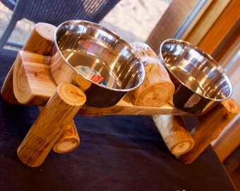 Rustic dog feeder | Etsy