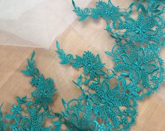 Lace Trim Fabric Rhinestone Applique Collar Flower by lacetime