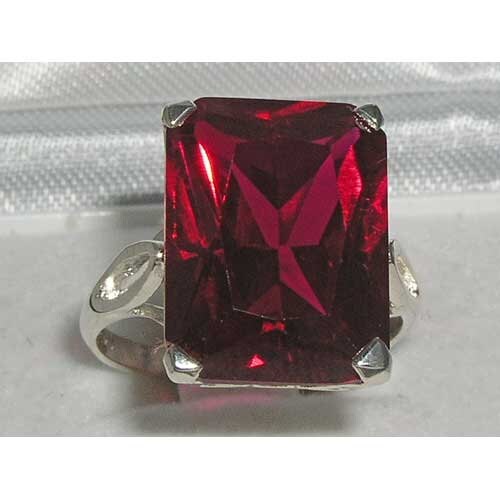 Large 16x12mm Octagon Lab Created Ruby Red Cubic Zirconia 925