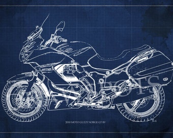 Indian Chief 1948 Blueprint Art Print 12x8 in Motorcycle Art
