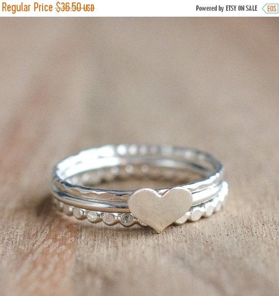 HOLIDAY SALE Sterling Silver Heart Stacking by LyndyLouDesigns