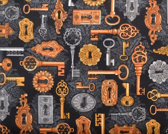 Skeleton key fabric | Etsy