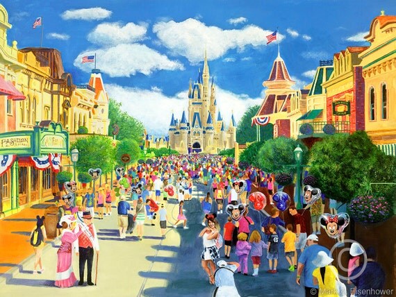 Disney World Painting Print Magic Kingdom Disney Art Poster