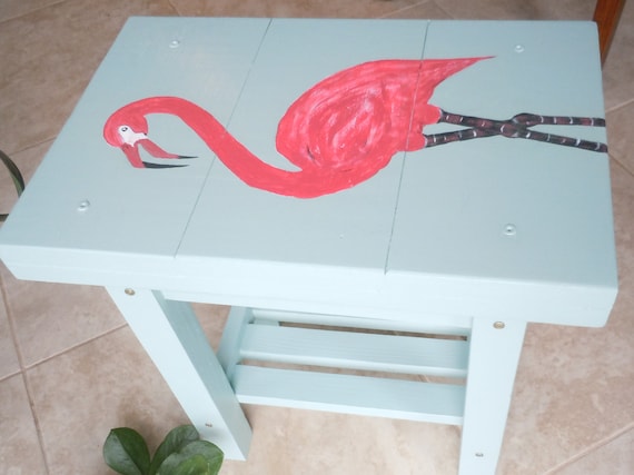 Items similar to Pink Flamingo Table, Pink Flamingo Side Table, Pink ...
