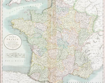 Items similar to DIGITAL Download, Map of FRANCE, 1930s, Color, Old ...